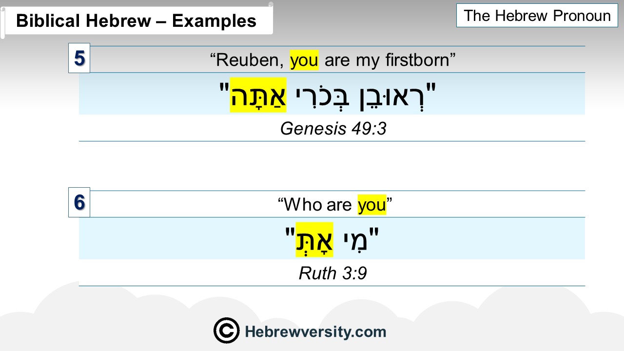 Biblical Hebrew Examples: The Hebrew Pronoun - hebrewversity